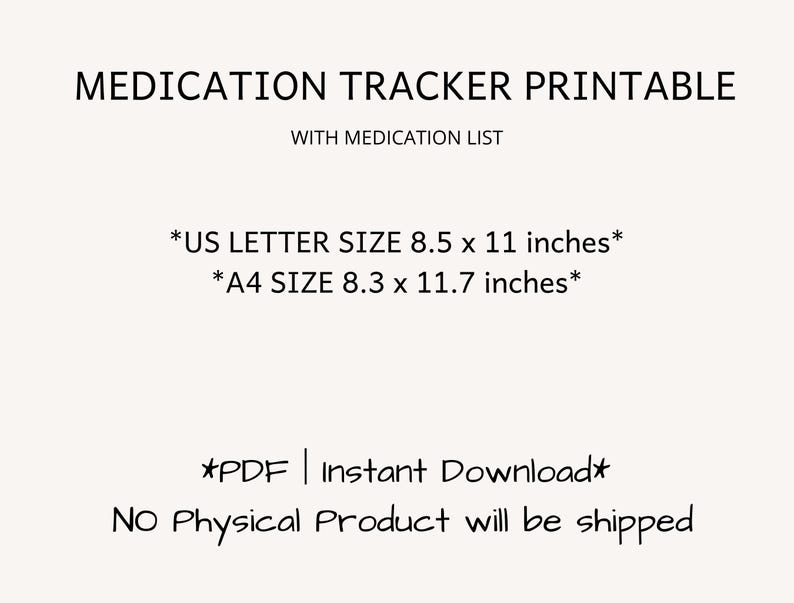 Monthly Medication Tracker, Medication Log, US Letter Size/a4 Size - Etsy