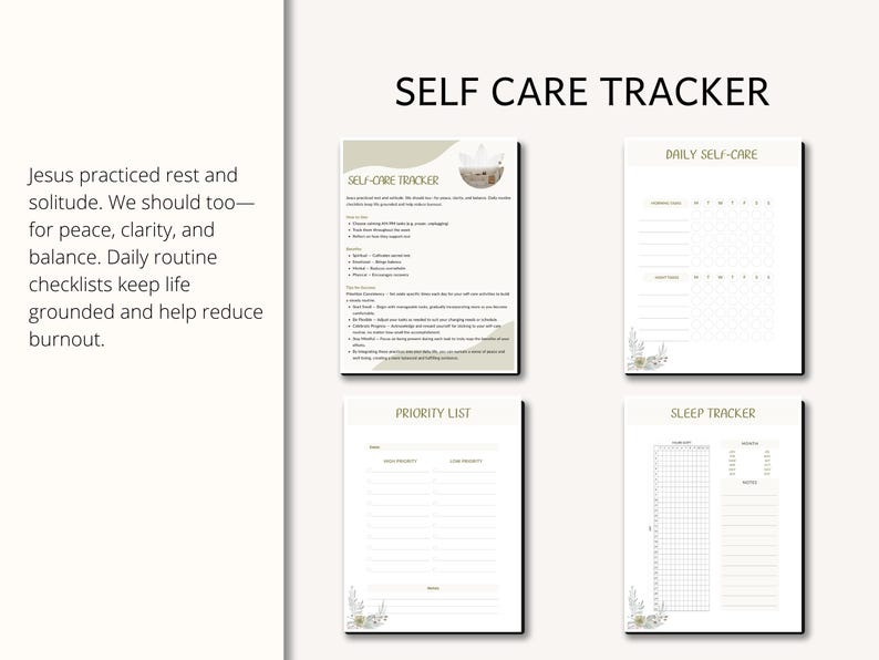 Christian Wellness Journal Printable| Self-care, Gratitude, Habit ...