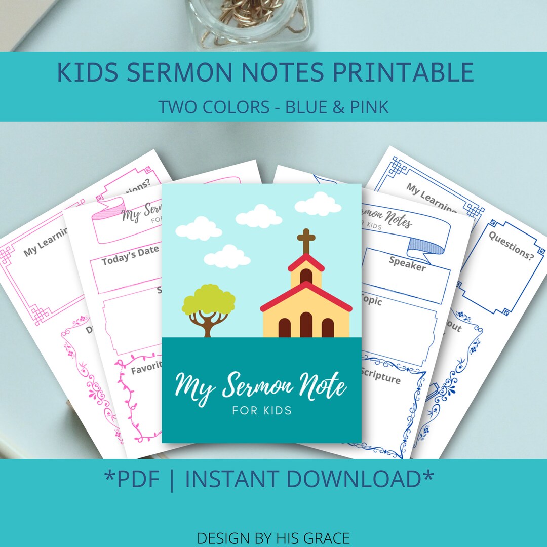 Kids Sermon Notes Printable: Sunday Worship Services Notes for Children ...