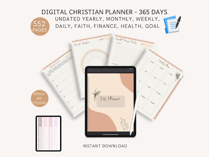 365 Days Christian Digital Planner for Goodnote, Undated, Prayer ...