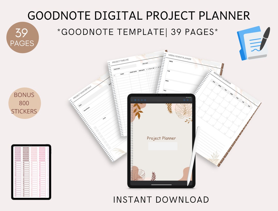 Digital Project Planner for Goodnote, Undated Monthly, Weekly,daily ...