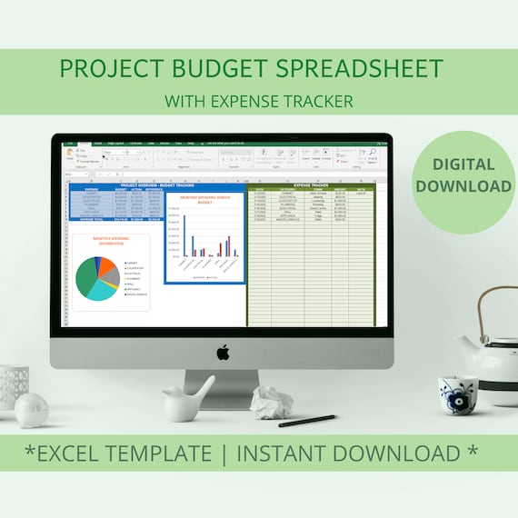 Project Budget Planner Excel Template with expense trackers | Etsy