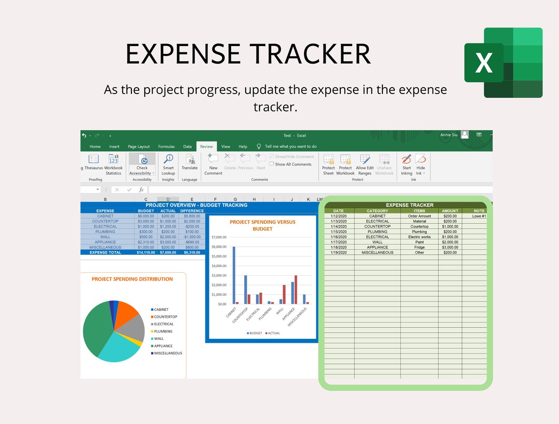 Project Budget Planner Excel Template With Expense Trackers - Etsy