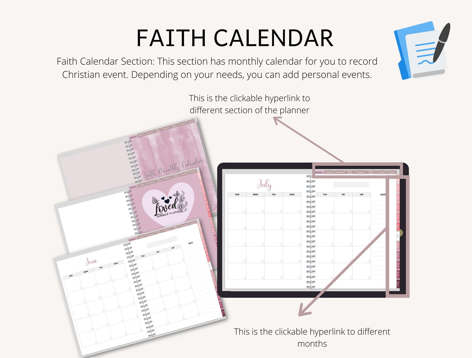 Faith Digital Planner for Goodnote , Digital Prayer Journal, Sermon ...