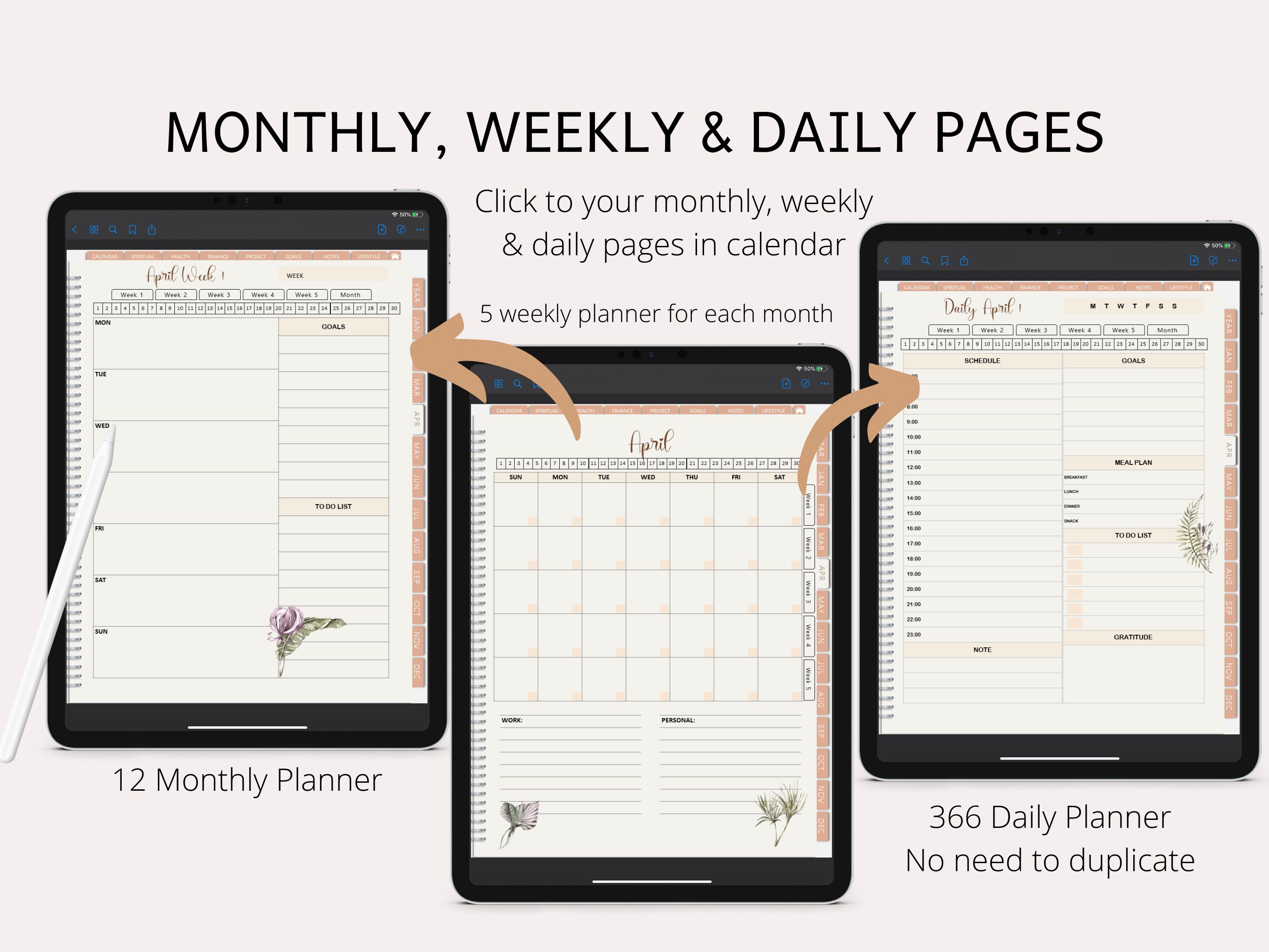 365 Days Christian Digital Planner for Goodnote, Undated, Prayer ...