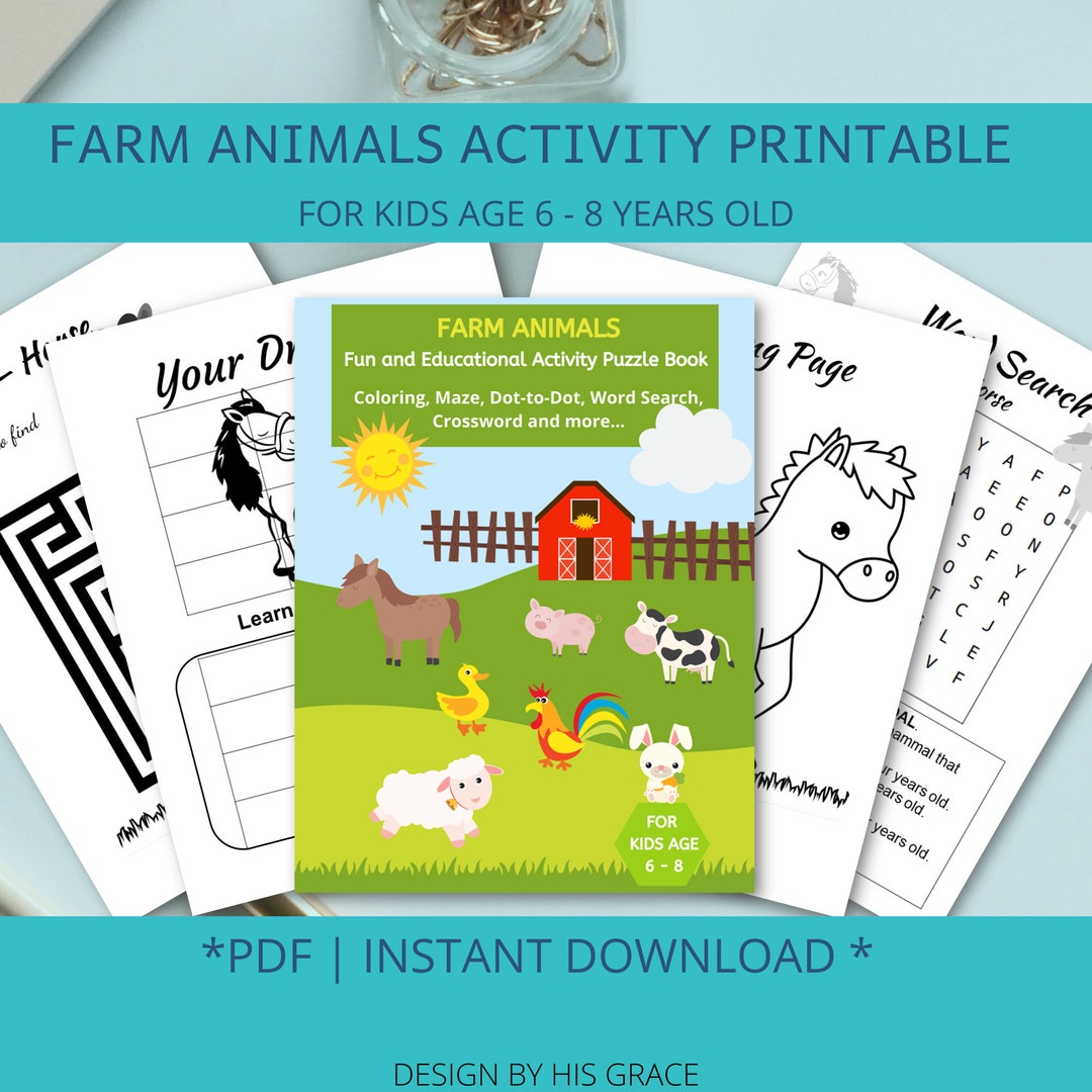 Farm Animals Fun and Educational Activity Printable for Kids Ages 6-8 ...