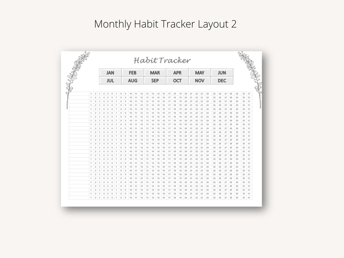 Habit Tracker Printable to Track Habits and Routine; US Full/half/a4/a5 ...