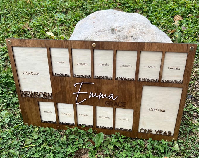 Baby First Year Photo Frame, Grey First Birthday Frame, My First Year ...