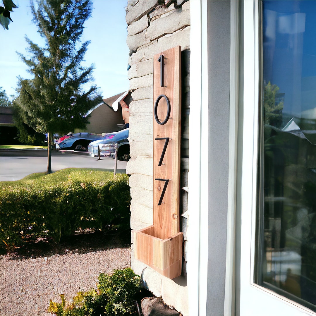Address Sign Planter Box, Floating Number Address Plaque, Address ...