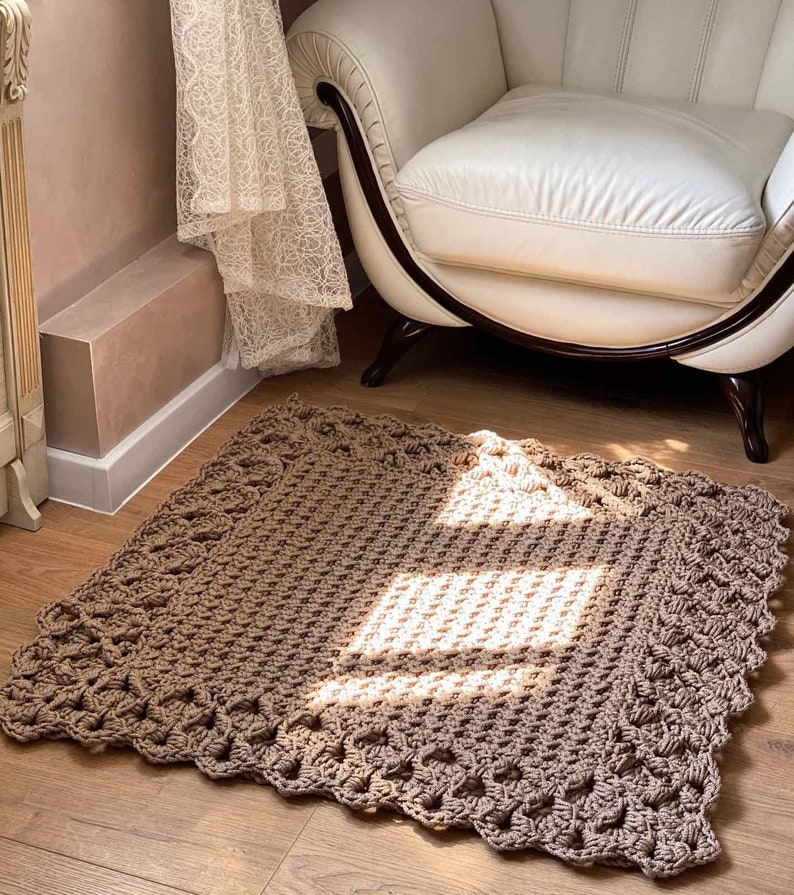 Square, Brown Carpet. Crochet Carpet. Crochet Rug. Crochet Carpet to ...
