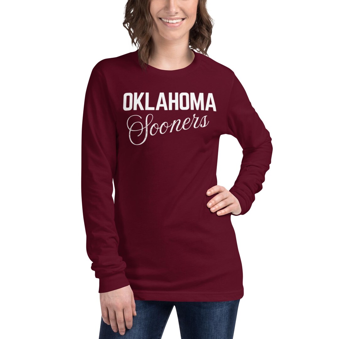 OKLAHOMA Sooners Cursive White Writing Long Sleeve Tee - Etsy