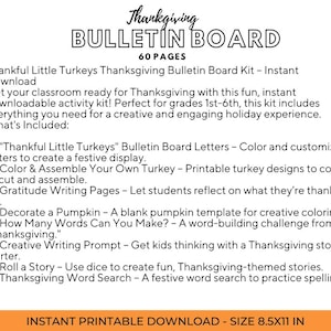 Thanksgiving Bulletin Board Activities 1st-6th Grade Digital Download ...