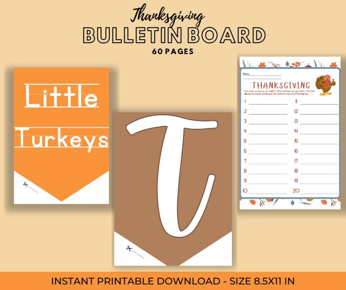 Thanksgiving Bulletin Board Activities 1st-6th Grade Digital Download ...