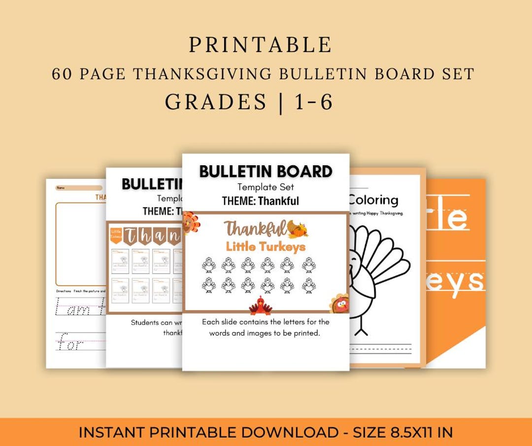 Thanksgiving Bulletin Board Activities 1st-6th Grade Digital Download ...