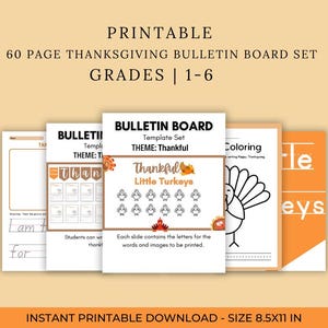 Thanksgiving Bulletin Board Activities 1st-6th Grade Digital Download ...