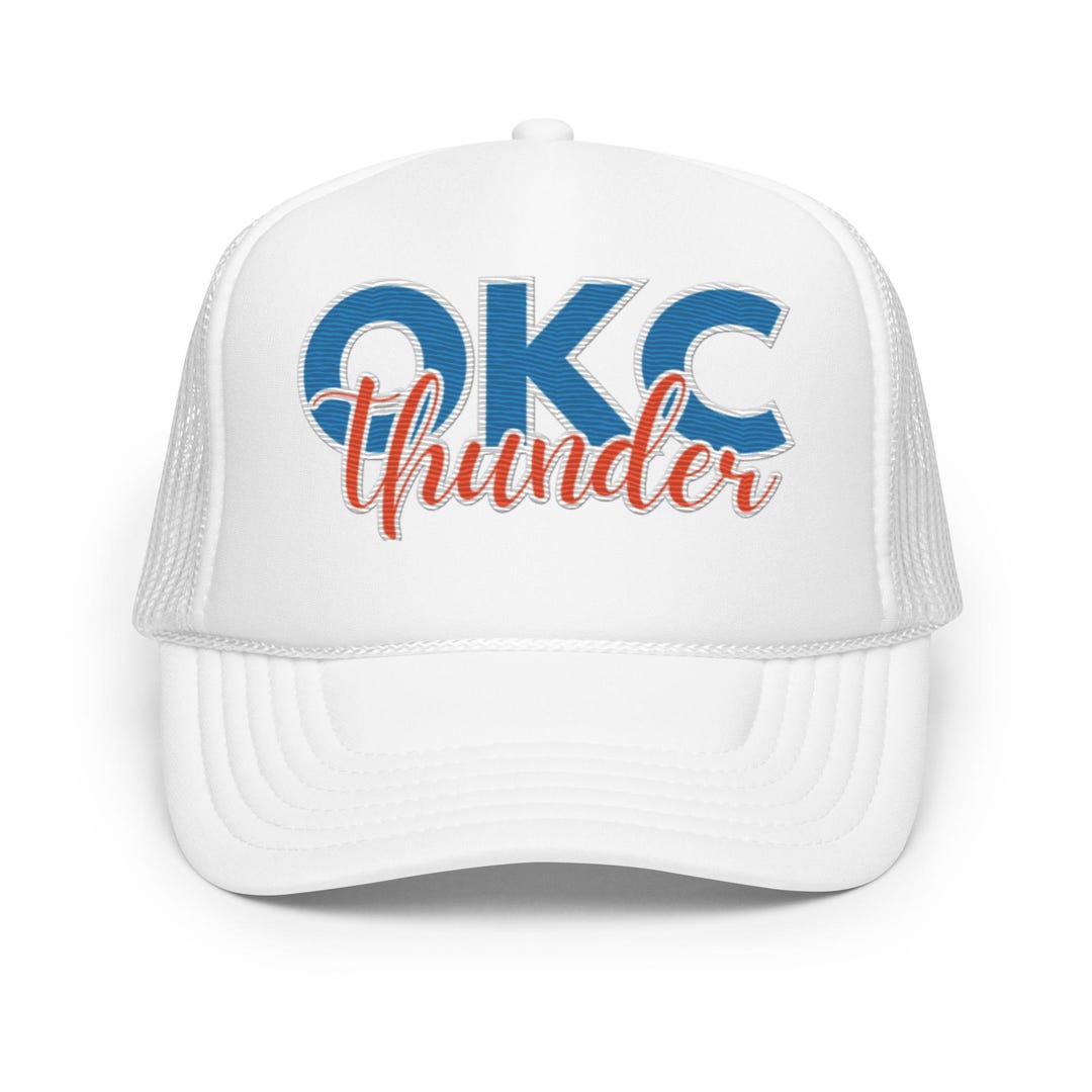 OKC Thunder Embroidered Cursive Foam Trucker Hat - Etsy