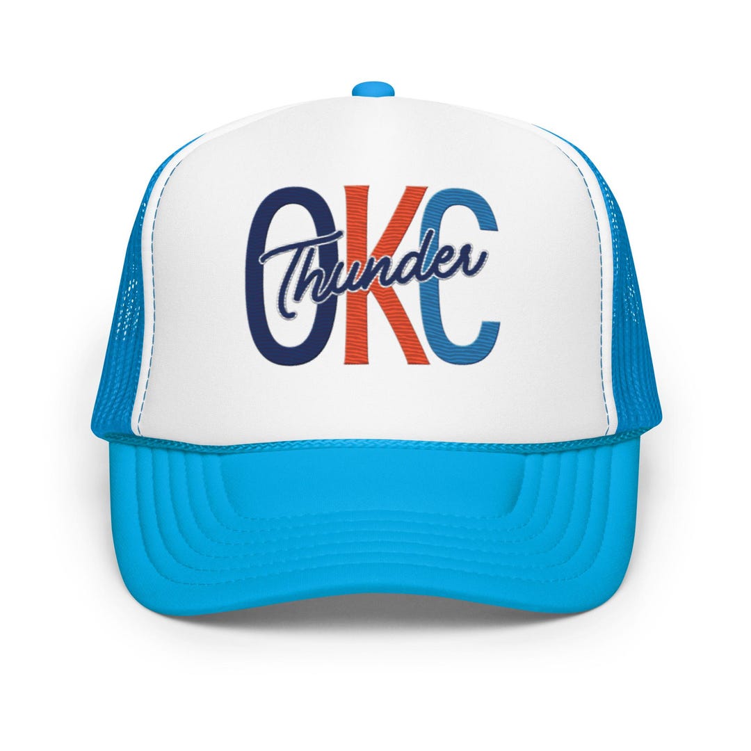 OKC Big Letters Thunder Cursive Foam Trucker Hat - Etsy