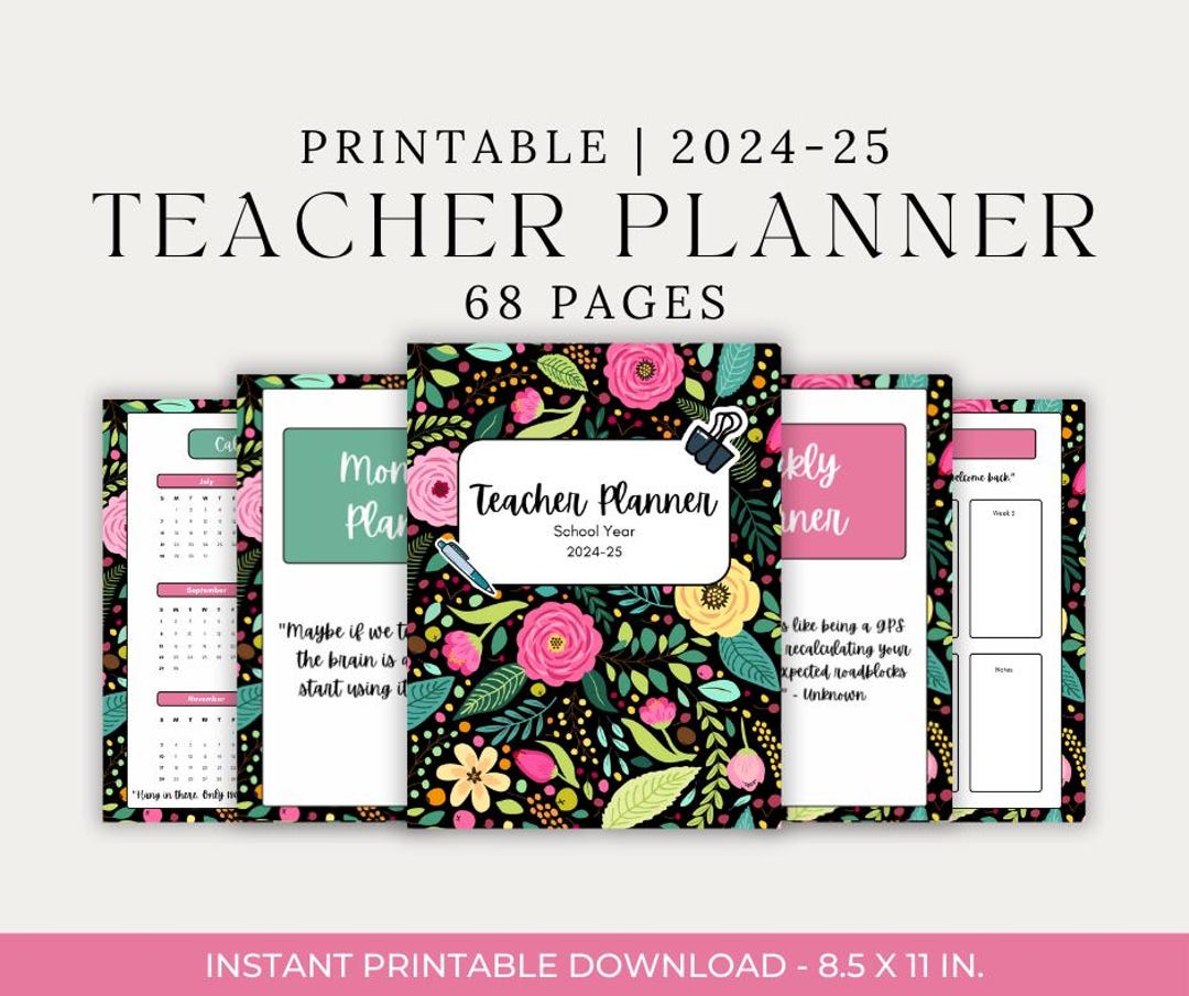 EDITABLE Teacher Planner Floral Design Canva PDF Lesson Planner Class ...