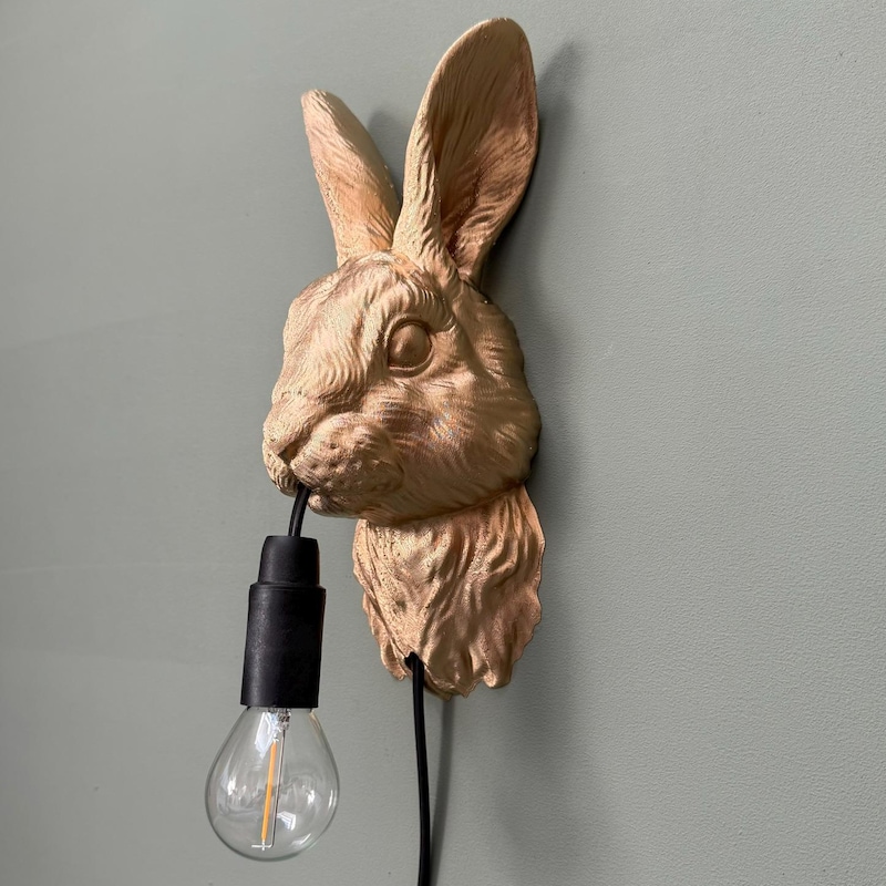 Rabbit Lamp Gold - Etsy UK