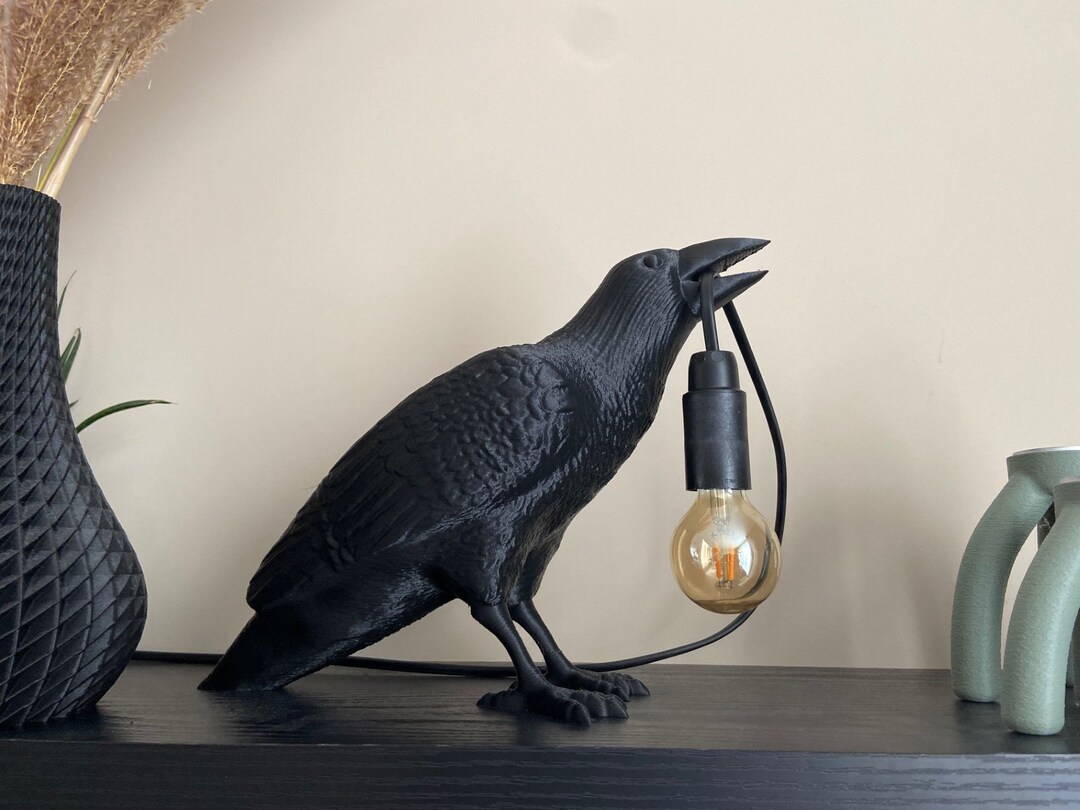 Crow Table Lamp, Unique Lighting in the Shape of a Crow Bird, Perfect ...