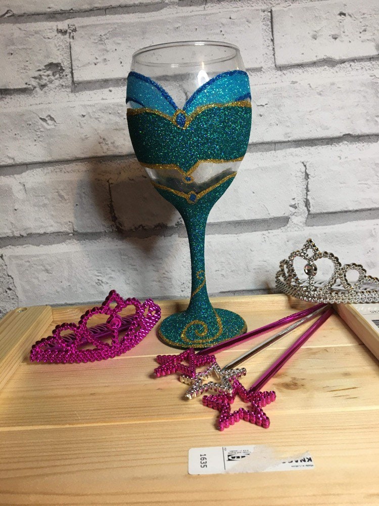 Sparkly Princess Wine Glass, Glittery Wine Glasses, Personalized ...