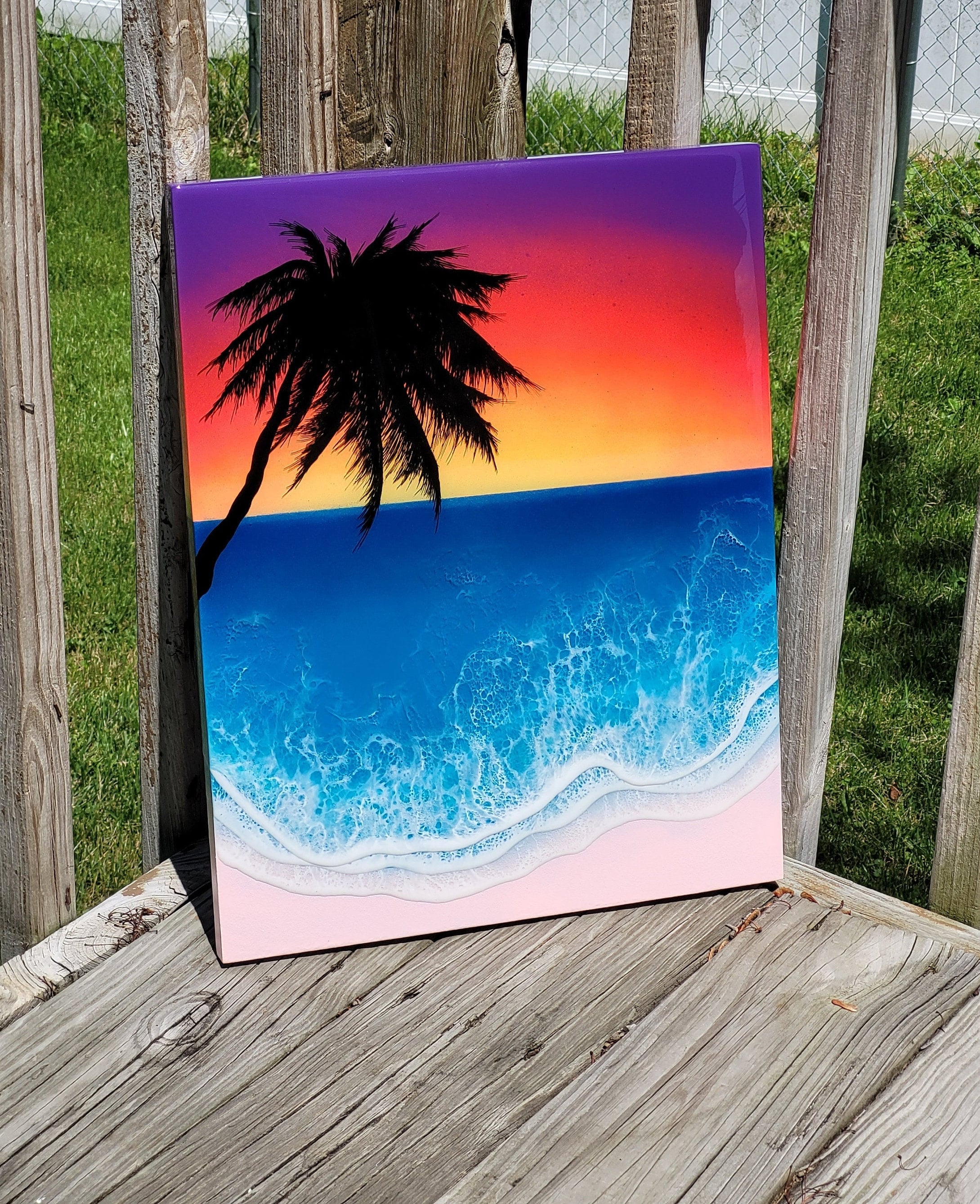 Ocean Resin Painting Sunset Beach - Etsy