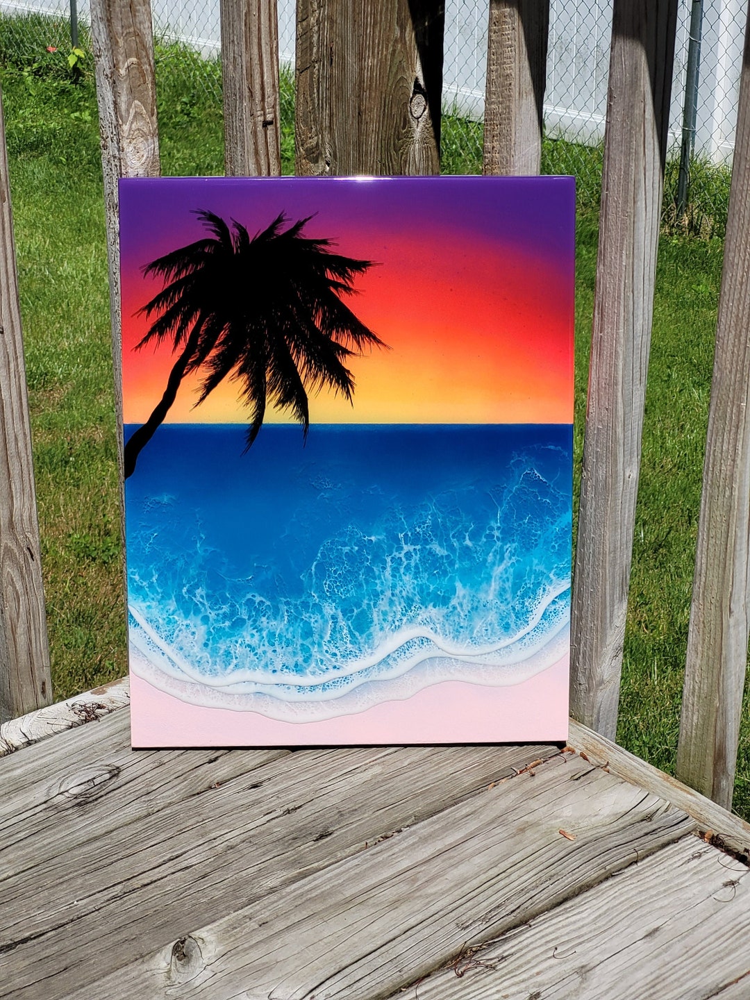 Ocean Resin Painting Sunset Beach - Etsy