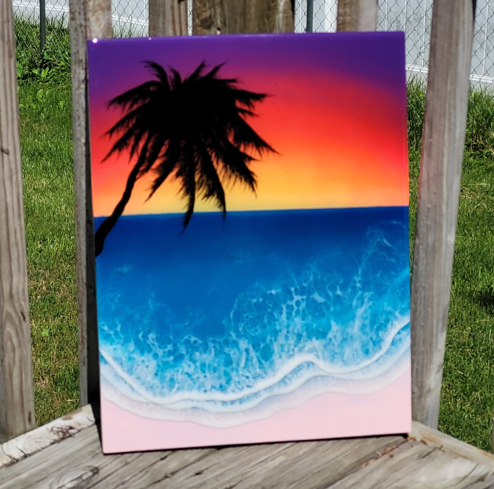 Ocean Resin Painting Sunset Beach - Etsy