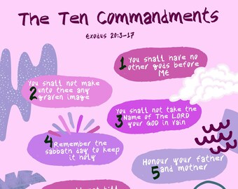 Digital Download Print, Ten Commandments Poster, Kids Memory Verse ...