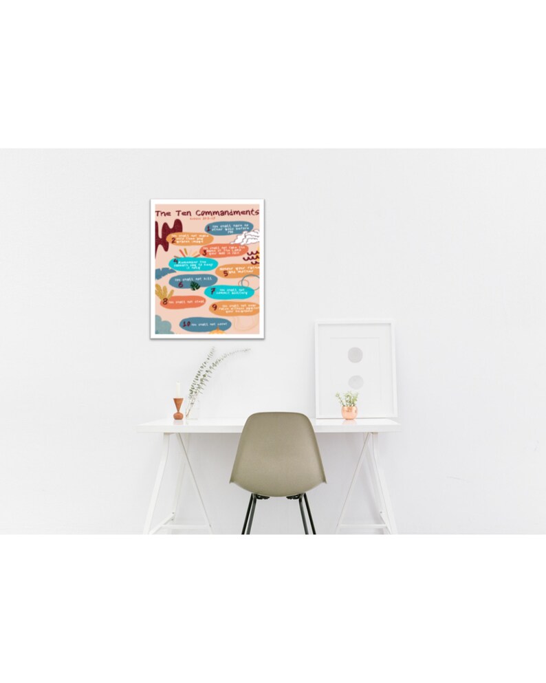 Digital Download Print, Ten Commandments Poster, Kids Memory Verse ...
