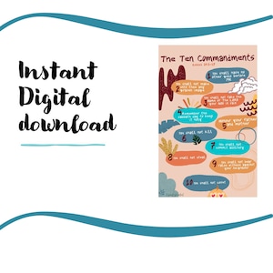 Digital Download Print, Ten Commandments Poster, Kids Memory Verse ...