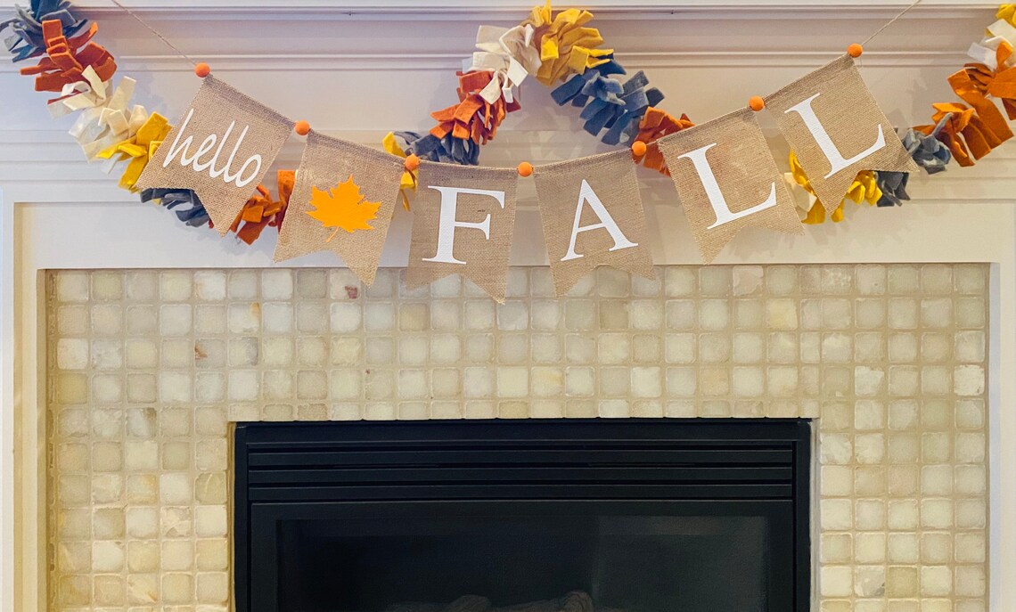 Hello Fall Burlap Banner Fall Burlap Banner Thanksgiving - Etsy