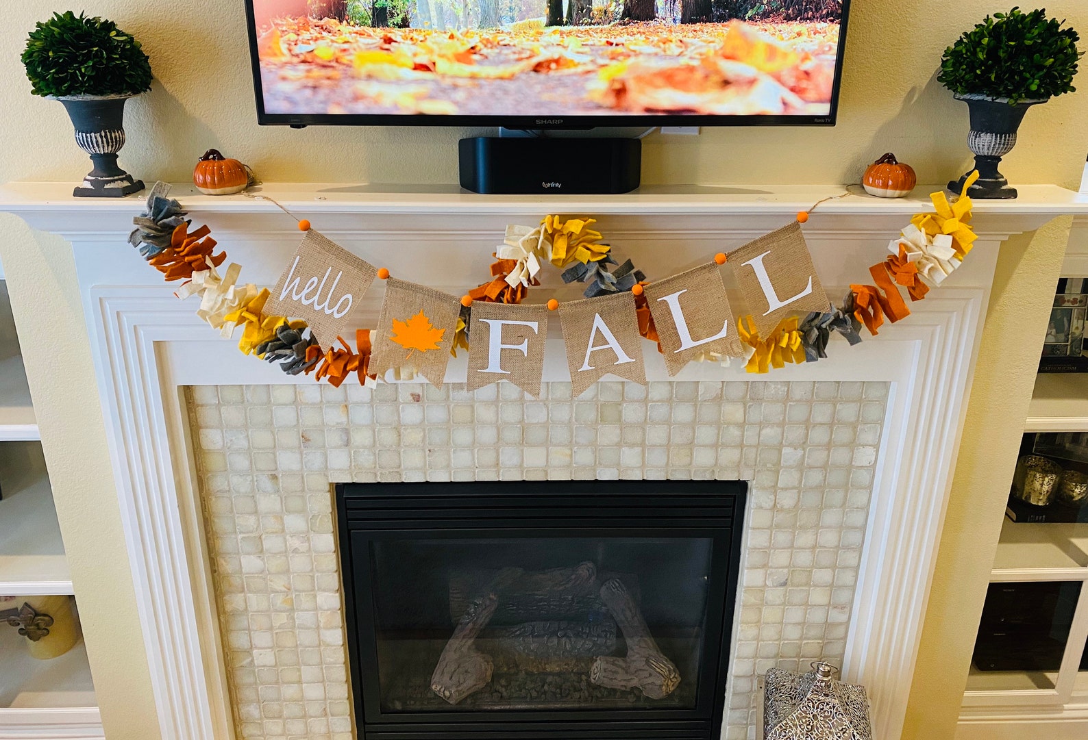 Hello Fall Burlap Banner Fall Burlap Banner Thanksgiving - Etsy