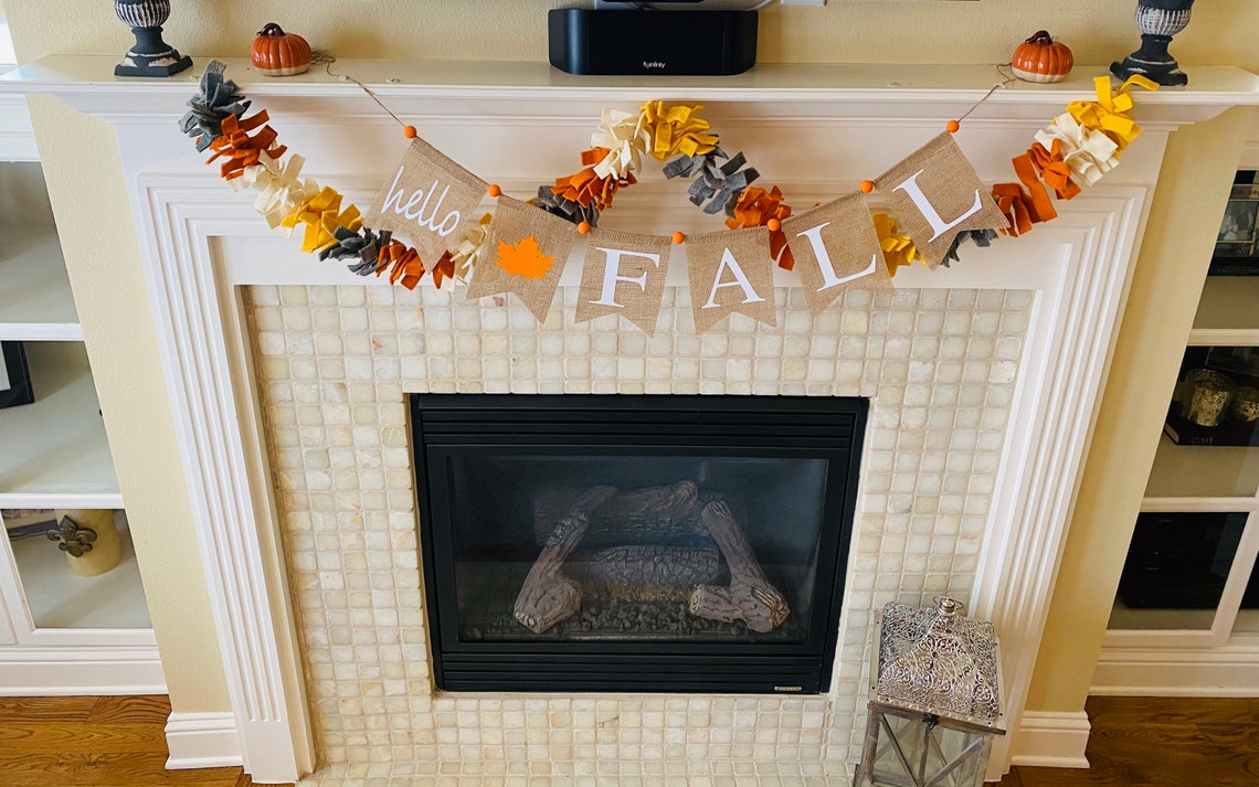 Hello Fall Burlap Banner Fall Burlap Banner Thanksgiving - Etsy