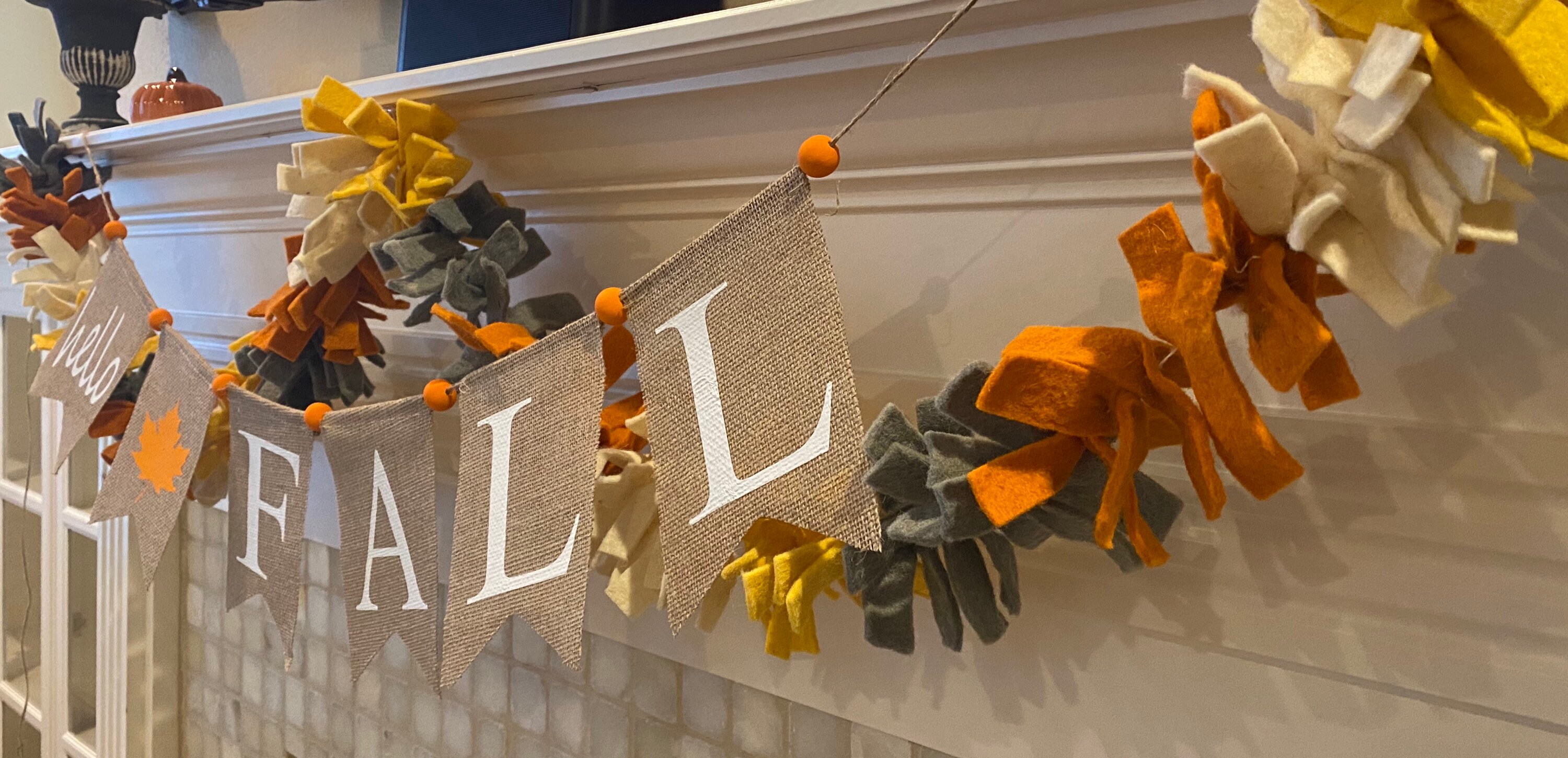 Hello Fall Burlap Banner, Fall Burlap Banner, Thanksgiving Decorations ...