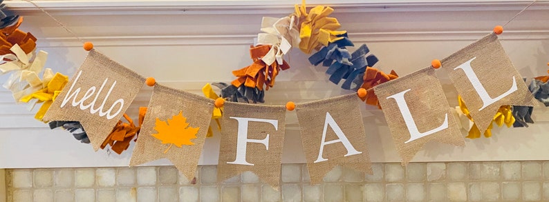 Hello Fall Burlap Banner Fall Burlap Banner Thanksgiving - Etsy