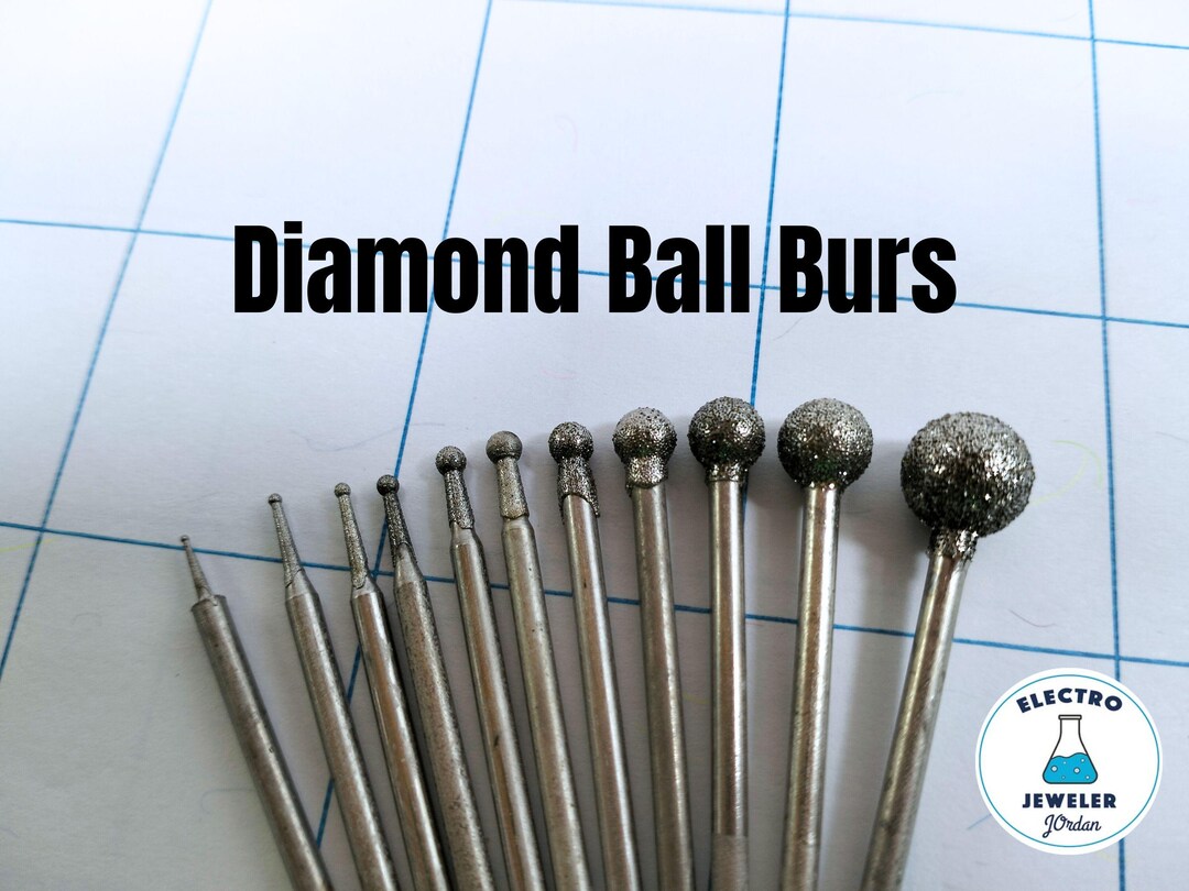 Round Diamond Bur Bit Set – 11pc Ball Shape, 2.3mm (3/32") Shank ...