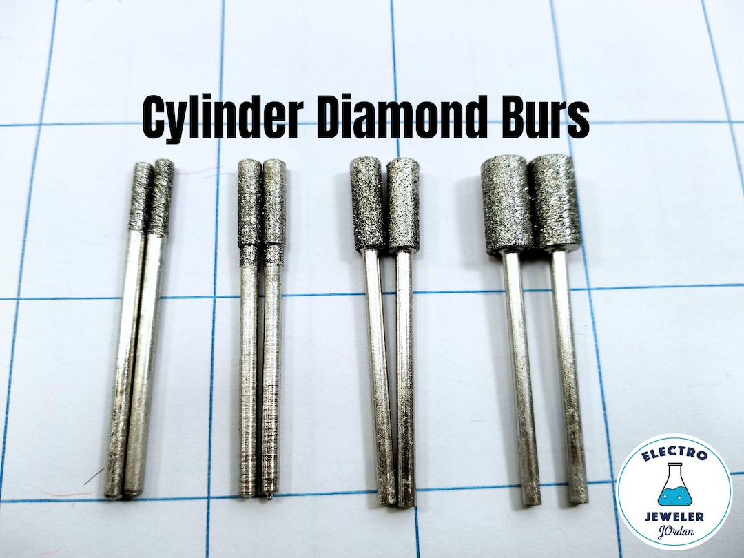 Cylinder Diamond Bur Set 8pc 2.5-6mm 2.3mm (3/32") Shank Enlarge Holes ...