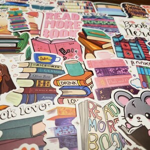 50 Book Themed Stickers Vinyl Book Decals Reading Stickers Library ...
