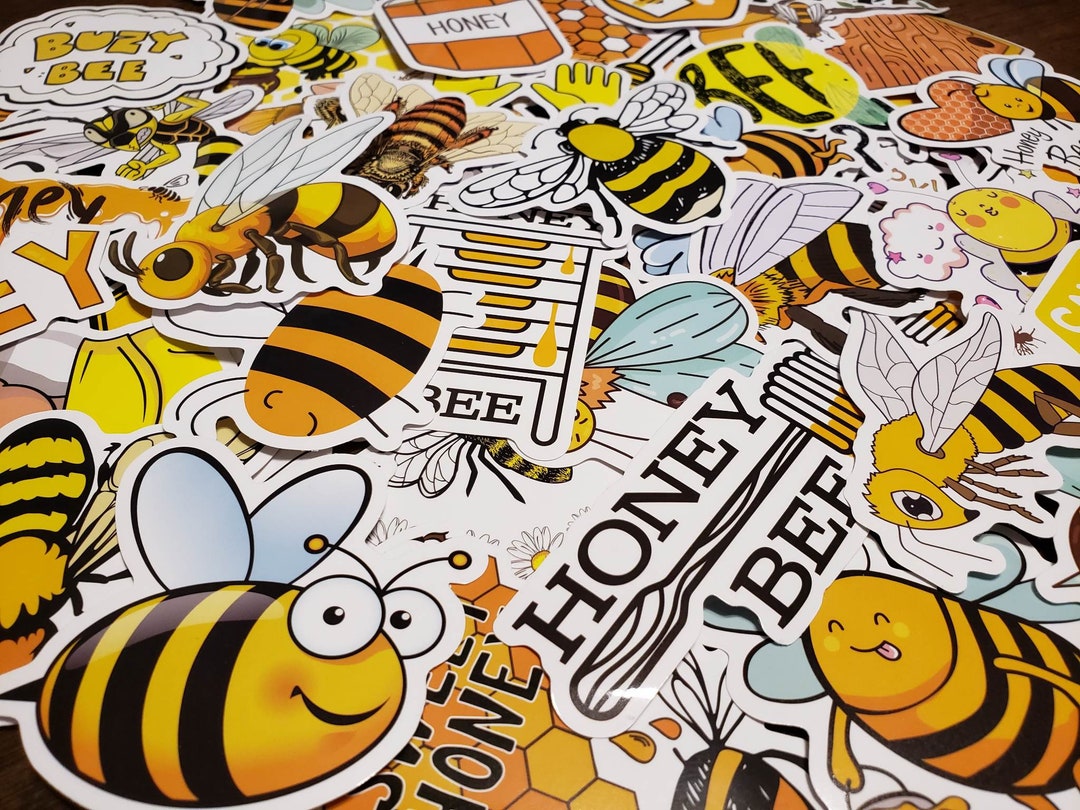 50 Bee Stickers | Vinyl Bee Decals | Beekeeper Stickers | Honey Bee ...
