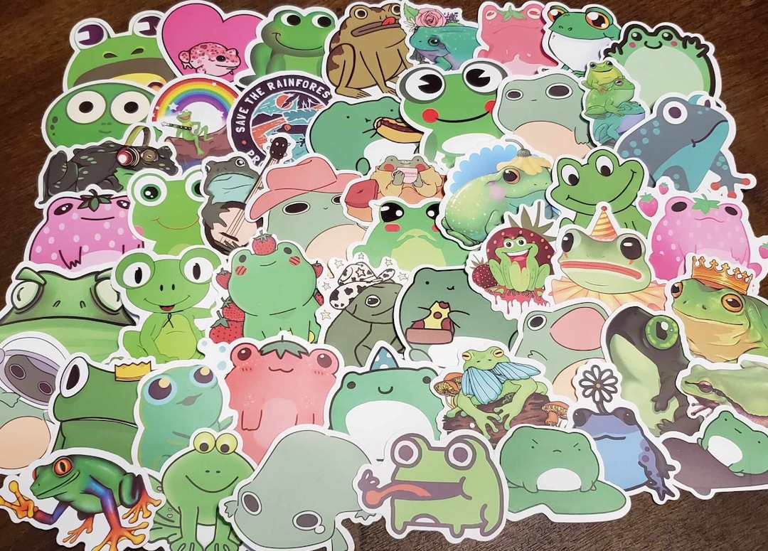 50 Frog Themed Stickers | Vinyl Frog Decals | Frog Sticker Pack | Frog ...
