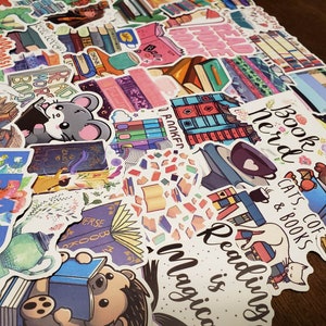 50 Book Themed Stickers Vinyl Book Decals Reading Stickers Library ...