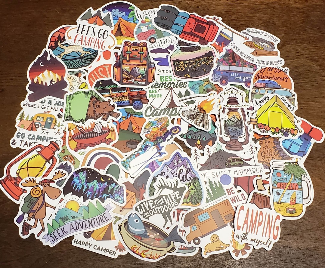 50 Camping Stickers | Vinyl Camping Decals | Adventure Stickers ...