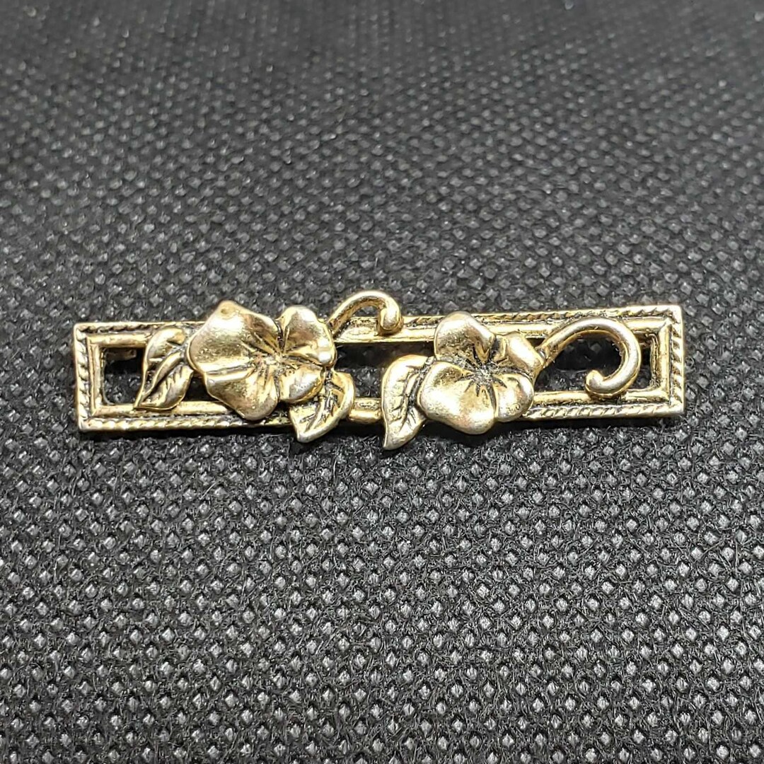 Vintage Avon Signed Flower Brooch Pin | Floral Bar Brooch | Gold Tone ...