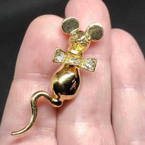 Vintage Trifari Mouse Brooch Pin | Mouse Pin With Moveable Rhinestone ...