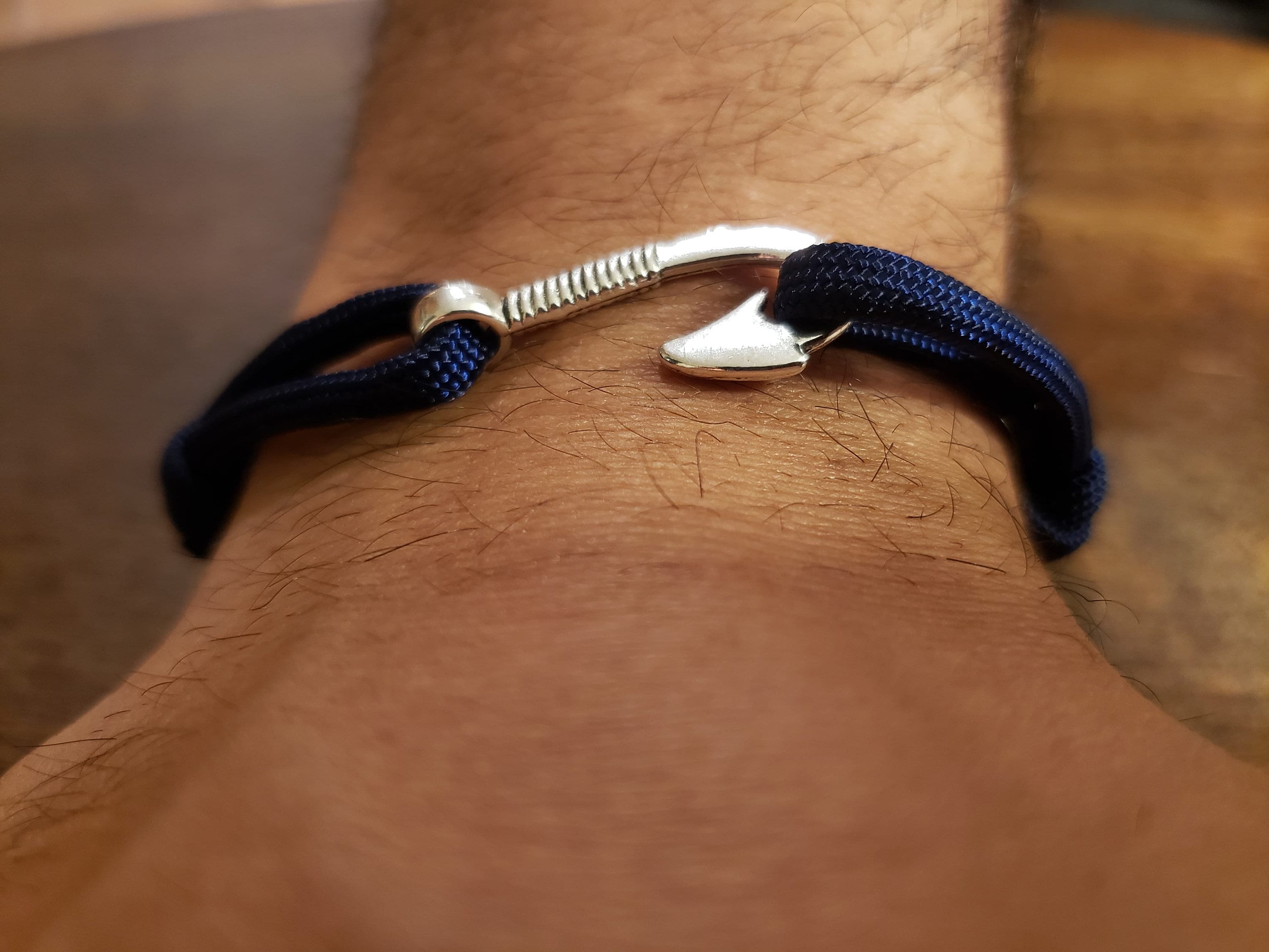 Silver Finish Fish Hook Bracelet | Adjustable Paracord Bracelet | Fish ...