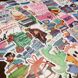 50 Book Themed Stickers Vinyl Book Decals Reading Stickers Library ...