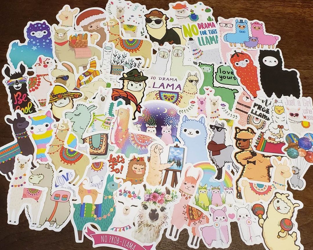 50 Llama Stickers Vinyl Llama Decals Alpaca Stickers Animal Stickers ...