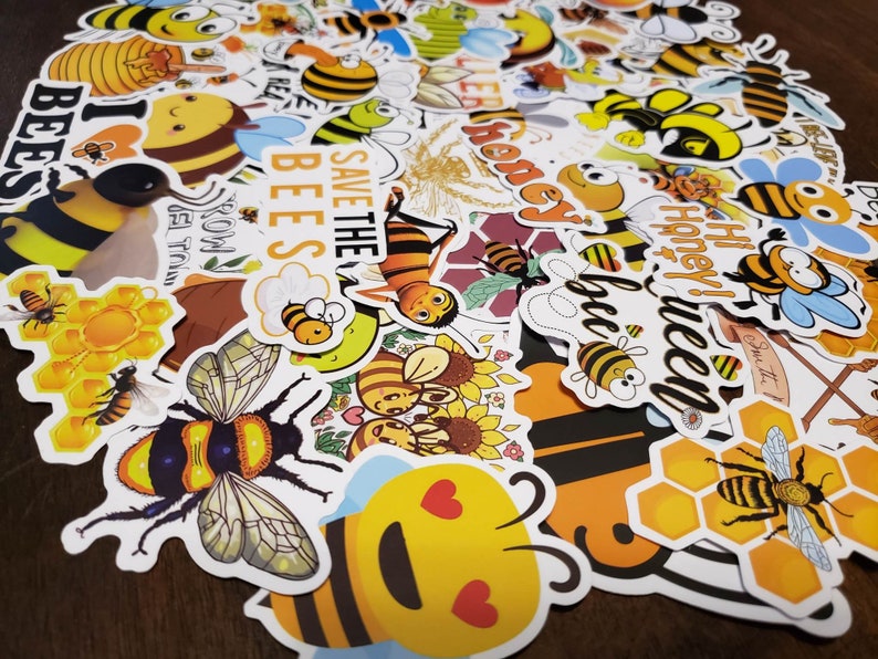 50 Bee Stickers Vinyl Bee Decals Beekeeper Stickers - Etsy