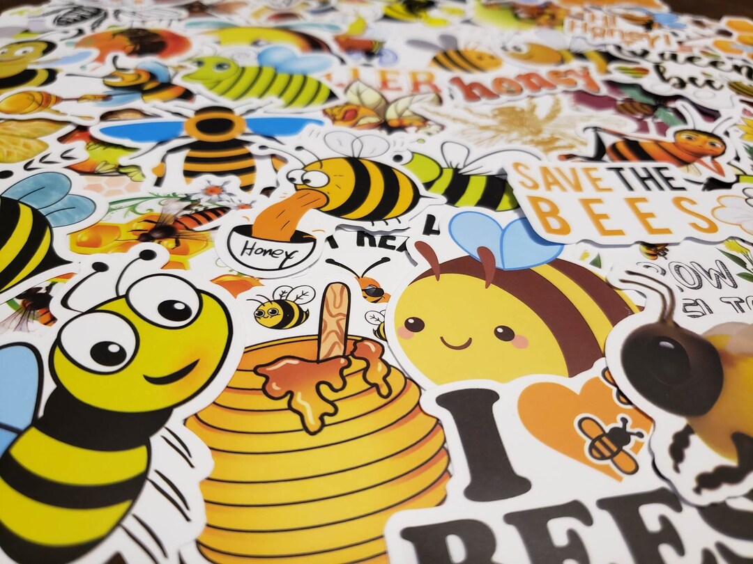 50 Bee Stickers Vinyl Bee Decals Beekeeper Stickers - Etsy